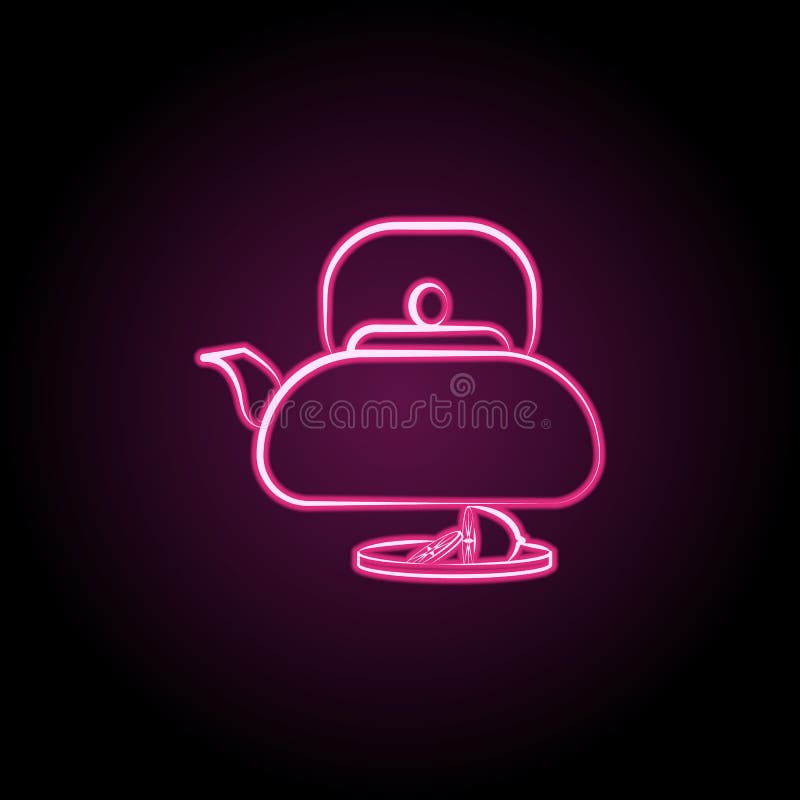 Tea Pot Hand Drawn Neon Icon. Simple Thin Line, Outline Vector of Tea ...
