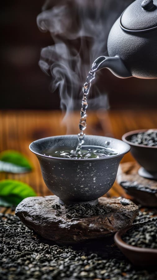 Tea Pot Pouring Water into Bowl, Step-by-Step Guide Stock Image - Image ...