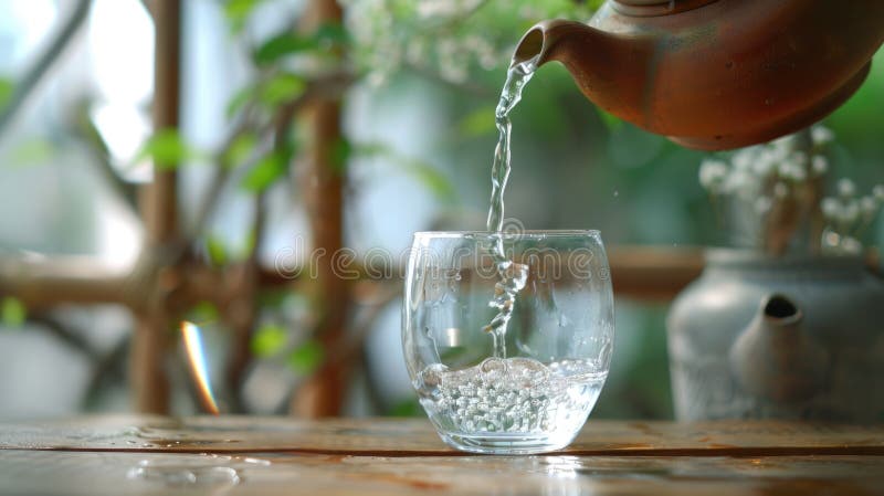 Tea Pot Pouring Water stock image. Image of glass, water - 374213449