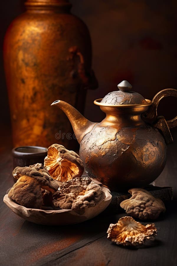 A Tea Pot and Some Nuts on a Table. AI Generative Image. Stock ...