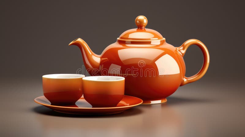 Tea Pot and Two Cups on Table, Perfect for Tea Party Invitations Stock ...