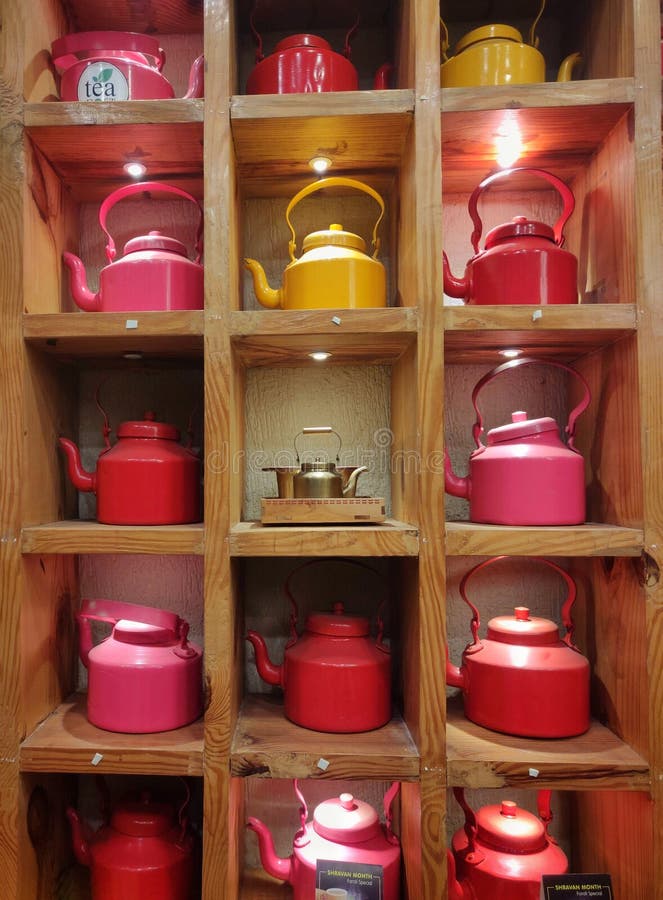 Tea pots stack in Mumbai stock image. Image of pots - 228951577