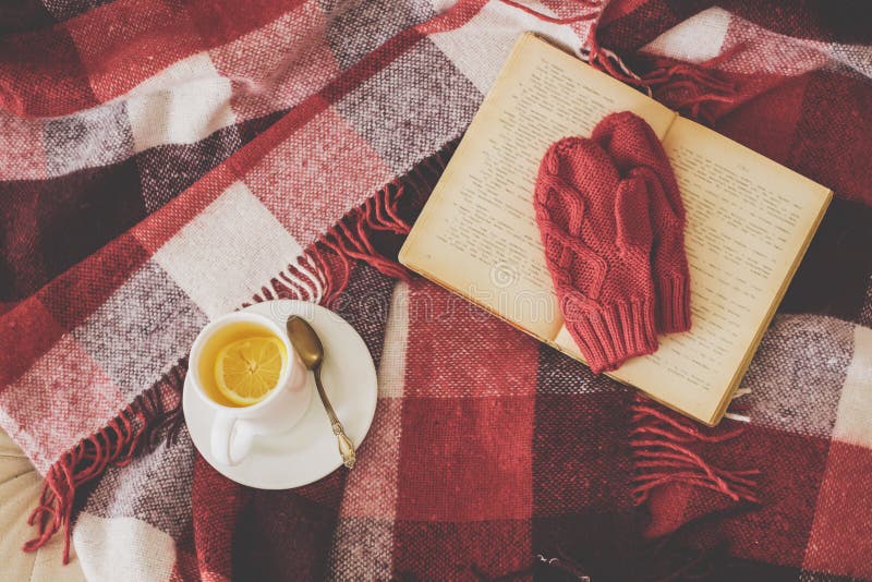 Winter Still Life: Cup of Coffee and Opened Book Stock Photo - Image of ...