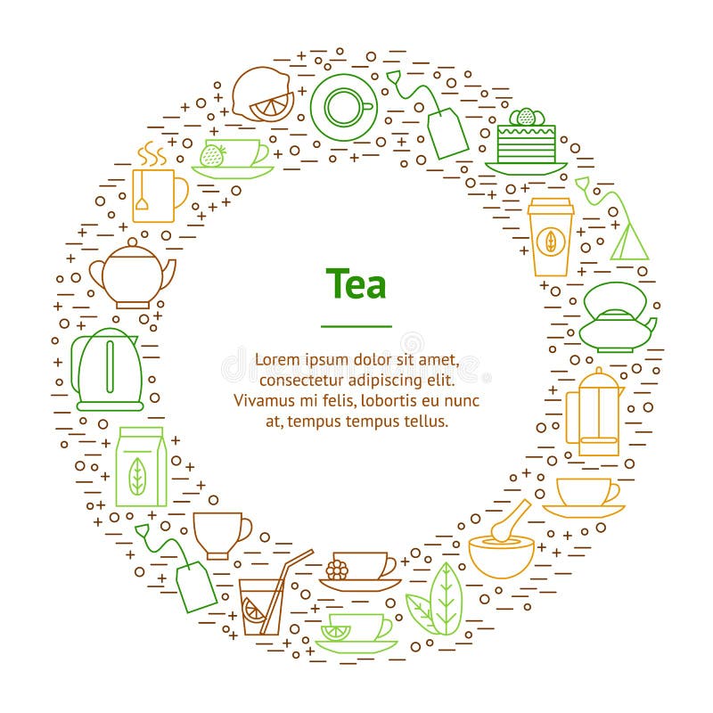 Tea Related Banner Card Circle. Vector Stock Vector - Illustration of ...