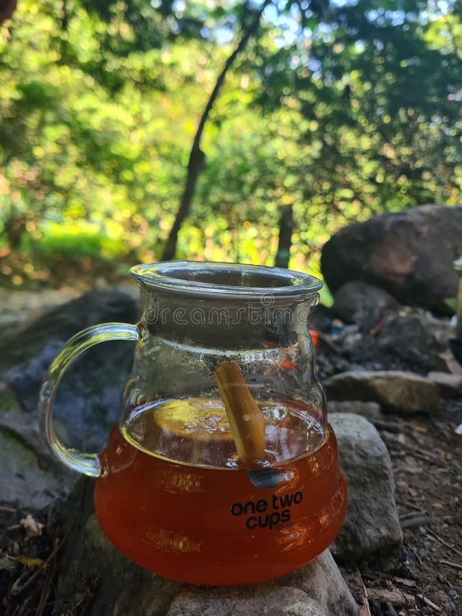 Tea on the river rocks stock image. Image of lighting - 344363855