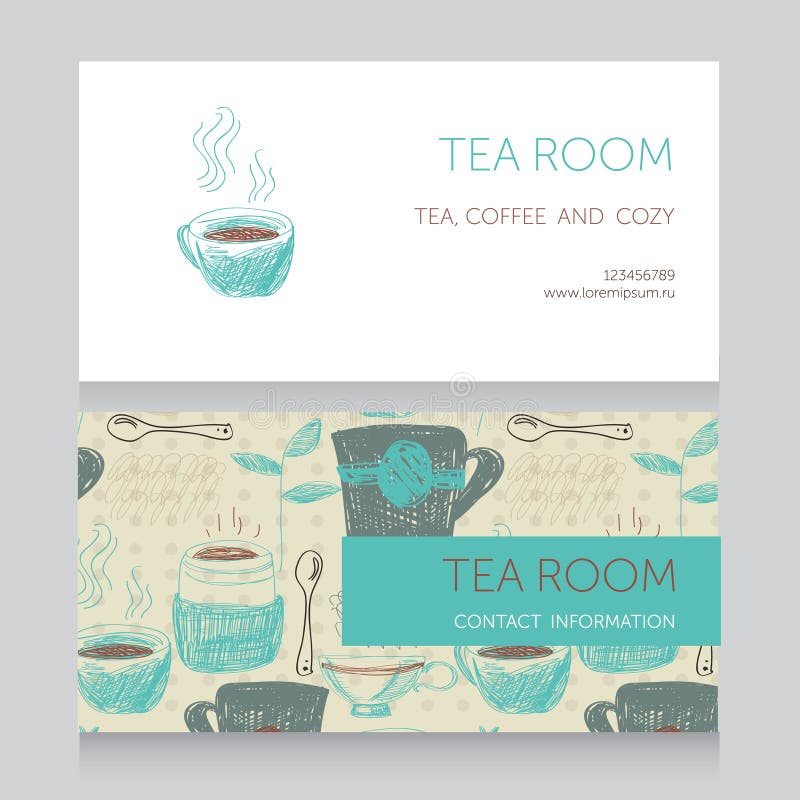 Tea Room Business Card Template Stock Vector - Illustration of banners ...