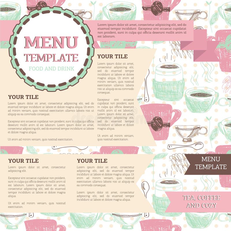 Tea room menu template stock vector. Illustration of hand - 76181831