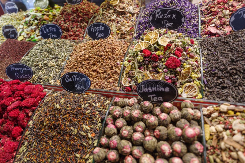 Tea for Sale in a Spice Spice Bazaar, Istanbul, Turkey Stock Image ...