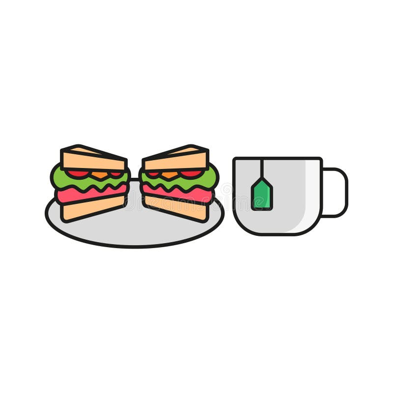 Tea and Sandwich Set Food Icon Vector Basic Design Stock Vector ...