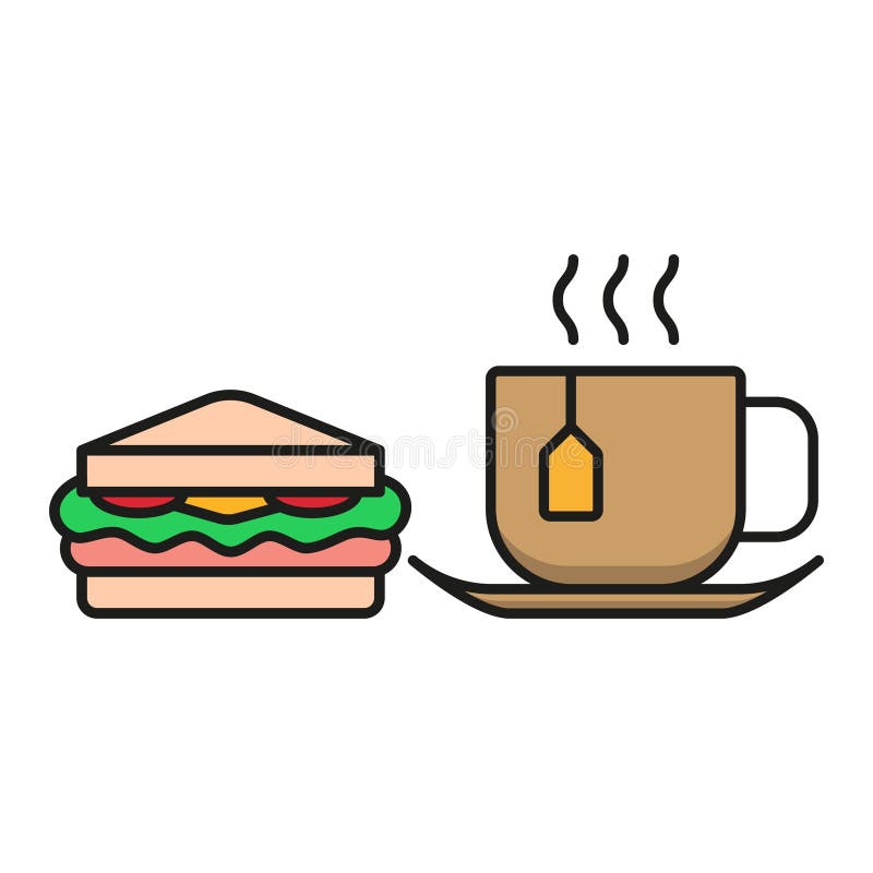 Tea and Sandwich Set Food Icon Vector Basic Design Stock Illustration ...