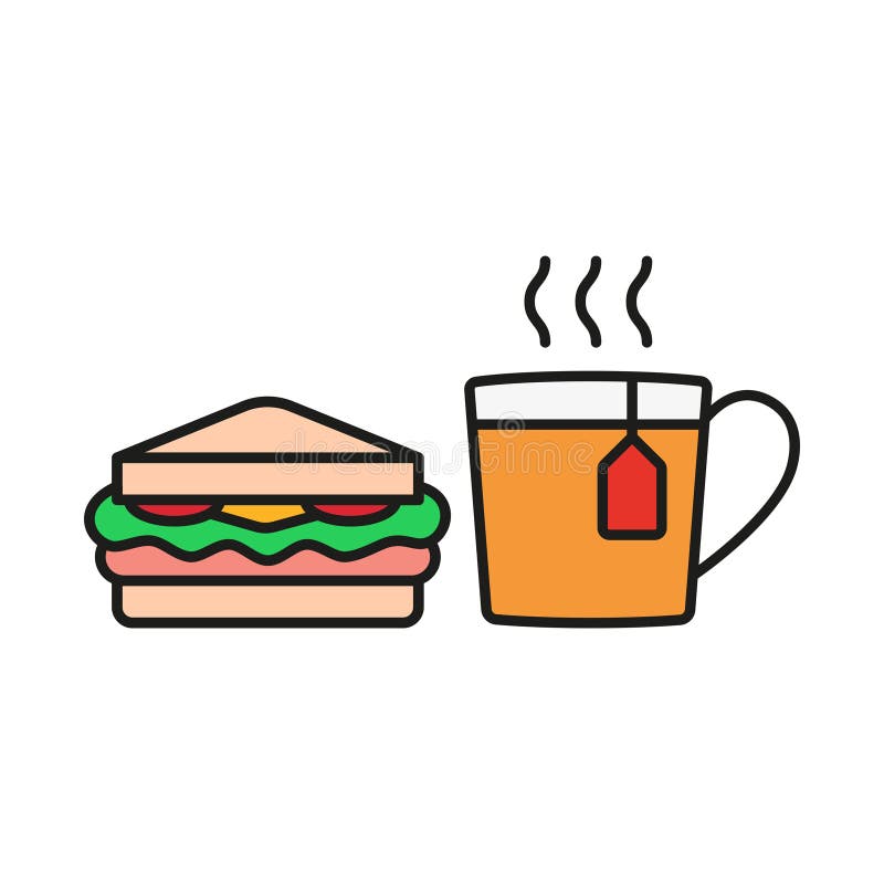 Tea and Sandwich Set Food Icon Vector Basic Design Stock Illustration ...