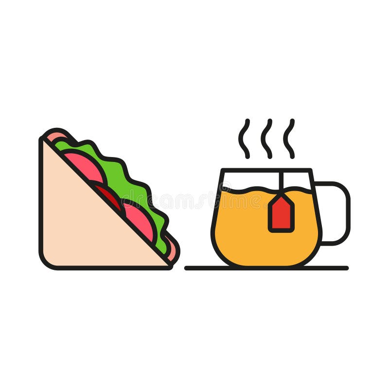 Tea and Sandwich Set Food Icon Vector Basic Design Stock Illustration ...