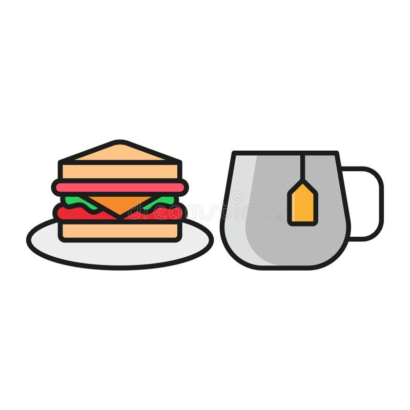 Tea and Sandwich Set Food Icon Vector Basic Design Stock Vector ...
