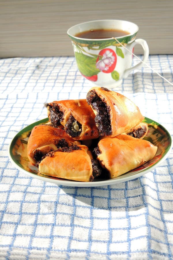 Herb Scones with Spices on a Bamboo Napkin on a Black Table. Arabic ...