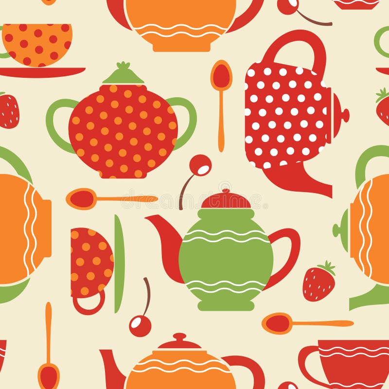 Coffee and Tea Seamless Repeat Pattern Vector Stock Vector - Illustration of muffin ...