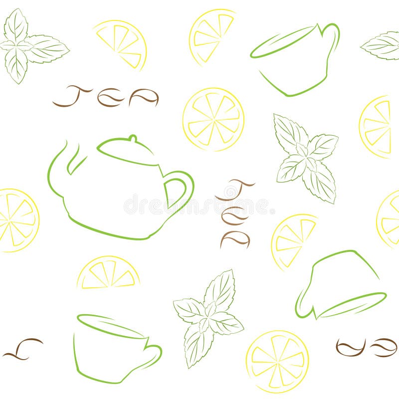 Two Cups with Tea and Lemon and Lime. Stock Vector - Illustration of ...