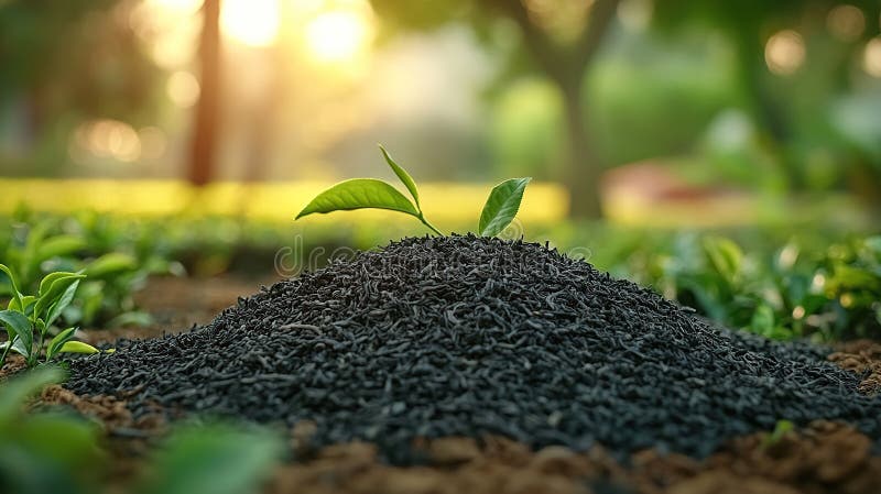 Tea seedling in rich soil stock illustration. Illustration of green ...