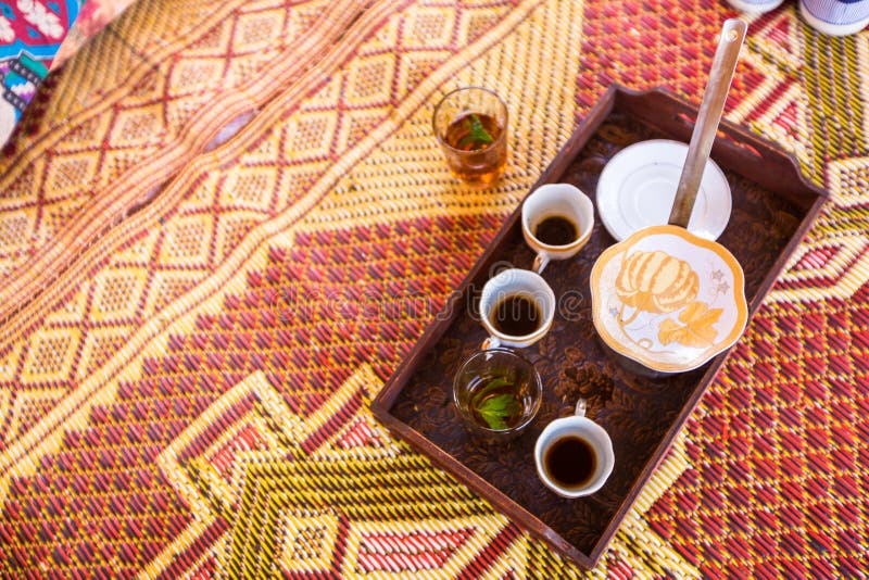 Tea Service for Three in Palestine Stock Image - Image of cafe ...