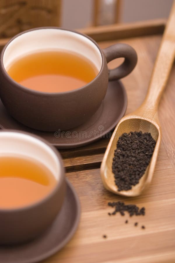 Tea serving in brown cups stock photo. Image of lime, room - 5787562