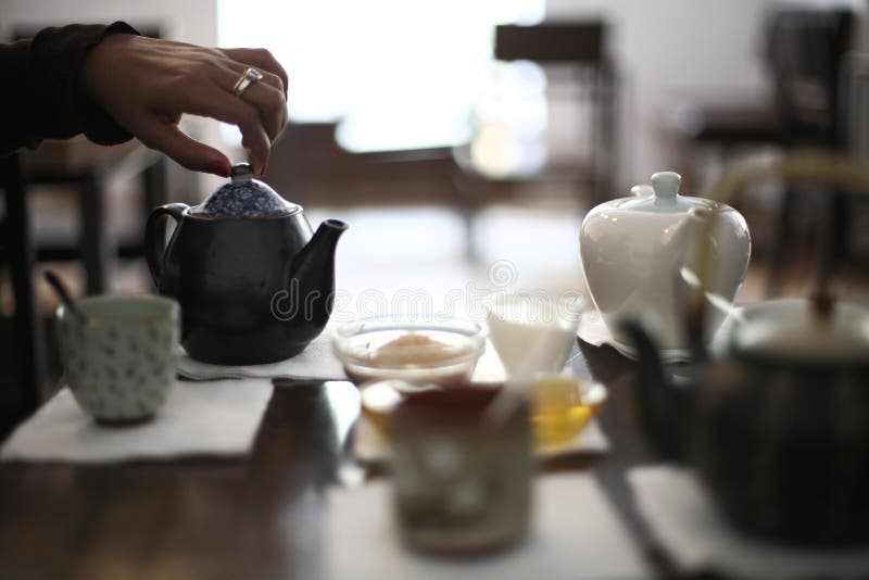 Tea serving set stock image. Image of warm, care, green - 19969165
