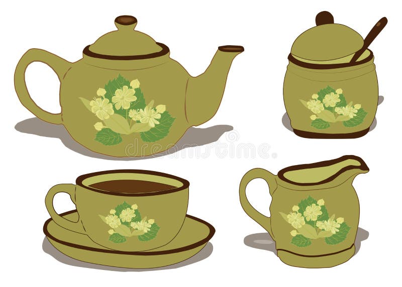 Tea Party Decorative Tea Set with a Floral Pattern. Isolated Teapot ...
