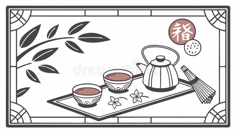 Tea Set Border, Tea Time and Beverage Frame Design Vector Design ...