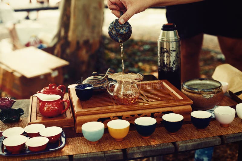 Tea Set for Tea Ceremony. Tea Ritual. Stock Image - Image of black ...