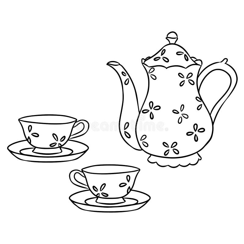 Tea Set Hand Drawn Vector Sketch Doodle Stock Vector Illustration Of ...