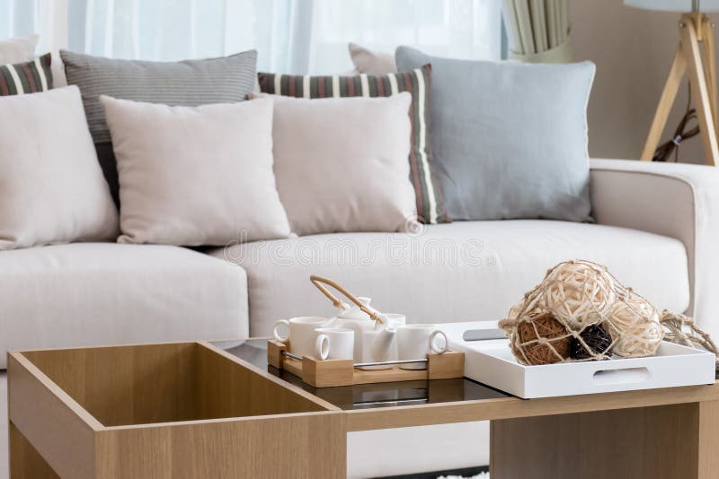 Tea Set in Living Room Interior Stock Image - Image of indoor, house ...