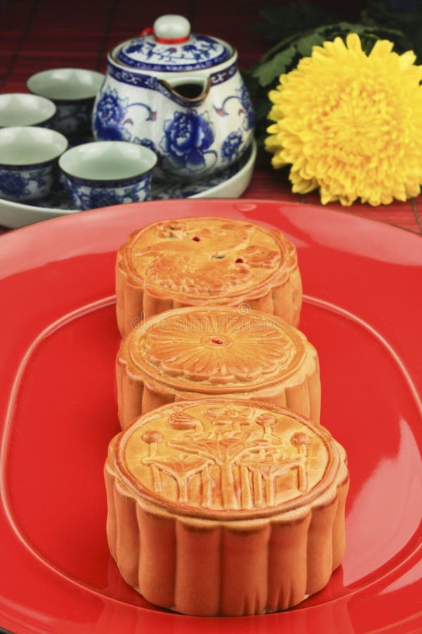 Tea set with mooncakes stock image. Image of plate, piece - 25911823
