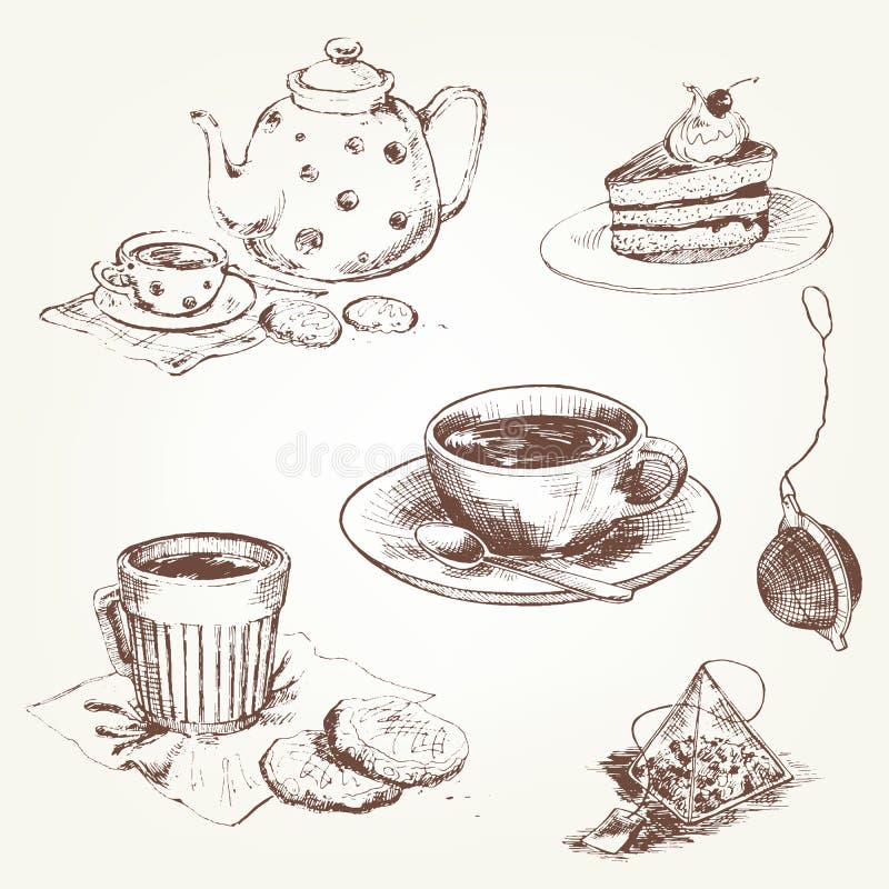 Tea set stock vector. Illustration of kettle, banner - 50703539
