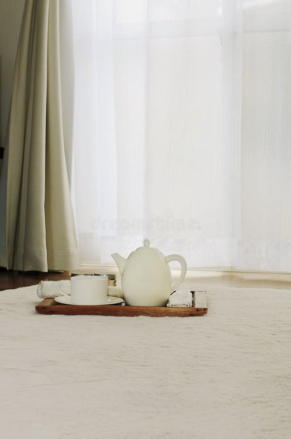 Tea set in a room stock image. Image of lifestyle, window - 23149203