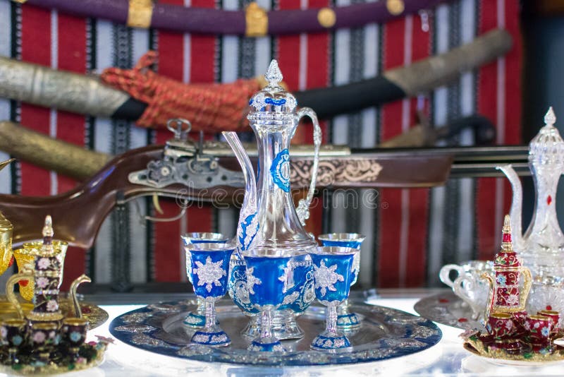 Tea set Souq Wakif editorial photography. Image of small - 194149702