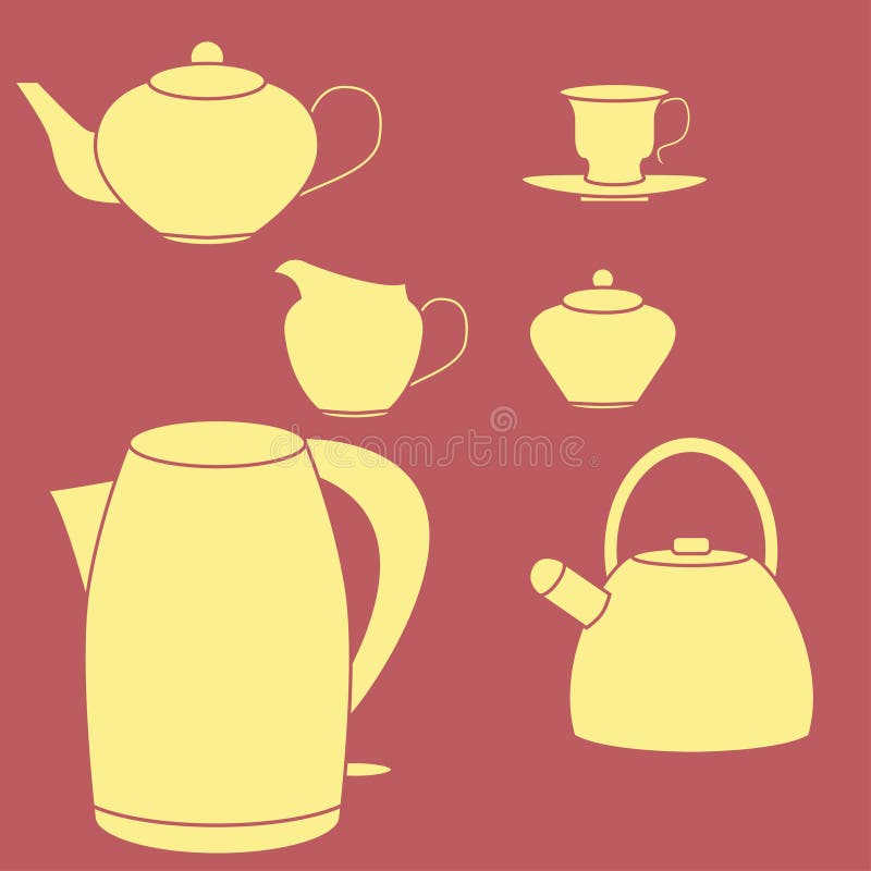 Tea Set. Vector Illustration Stock Vector - Illustration of beautiful ...