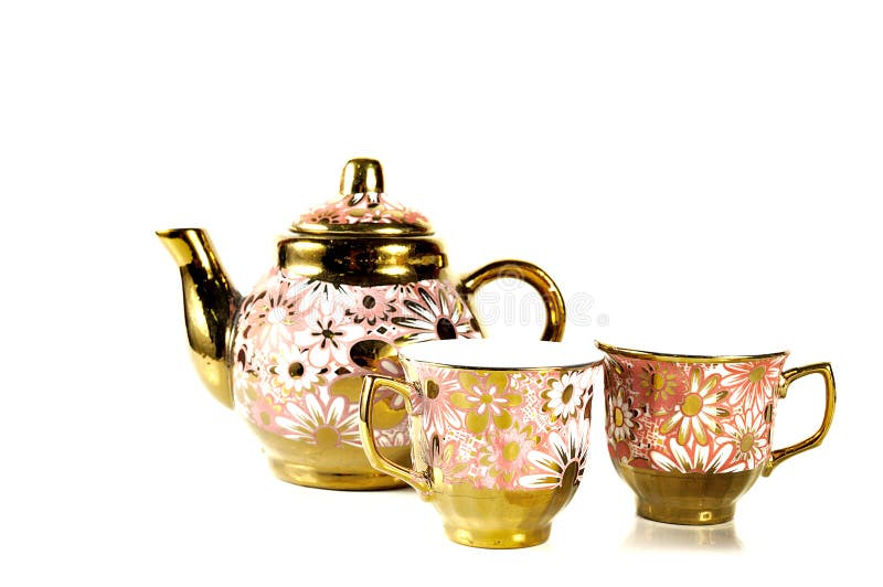 Tea Sets Close Up Isolated On White Background Stock Photo - Image of ...