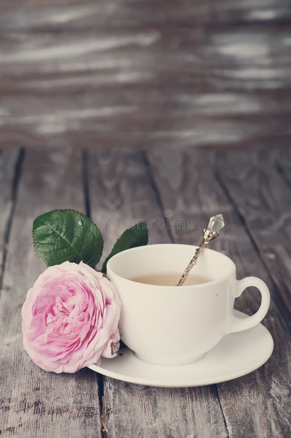 Tea in the Shabby Chic Style . Toned Photo Stock Photo - Image of glare ...