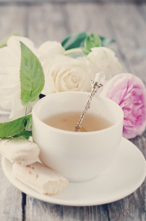 Tea in the Shabby Chic Style . Toned Photo Stock Image - Image of ...