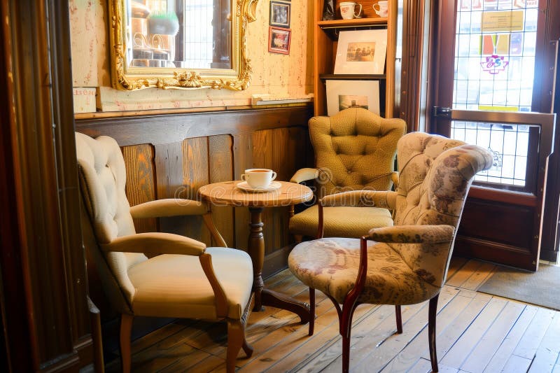 Tea Shop Corner with Cozy Chairs and a Table Stock Image - Image of ...