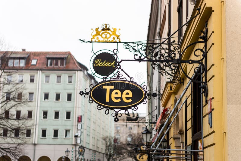A Tea Shop Sign in a Restaurant in Downtown of Berlin, Germany ...