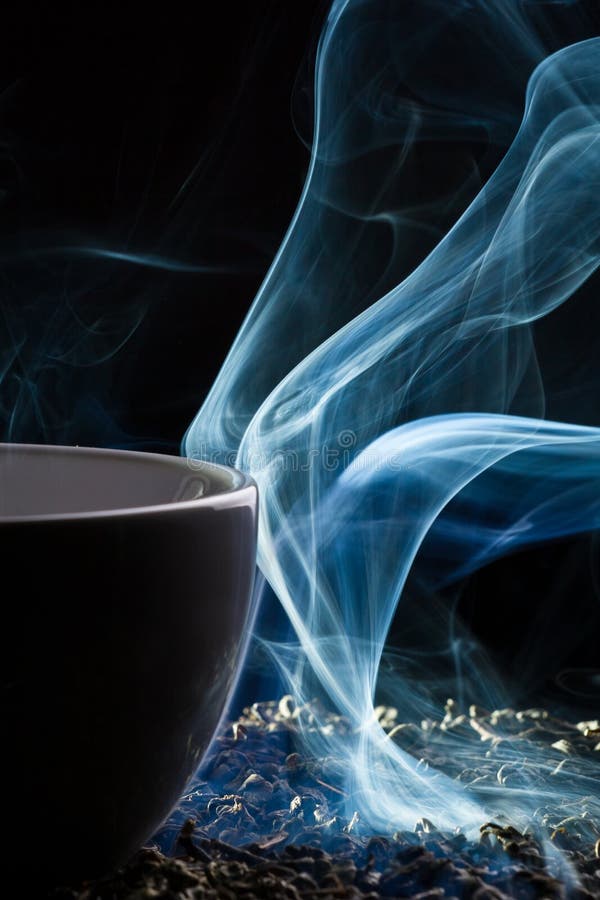 Smoke And Cup With Grain Of Tea Stock Image - Image of tranquil ...