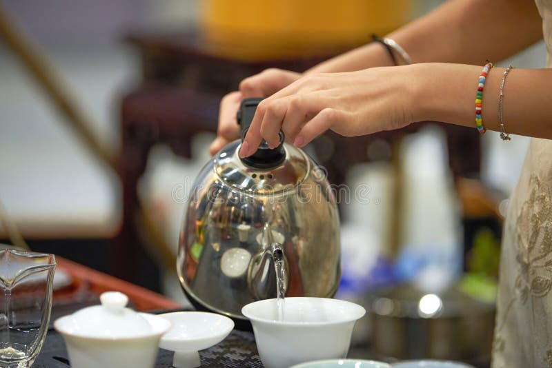 A Tea Sommelier is Making Tea for a Customer Stock Image - Image of ...