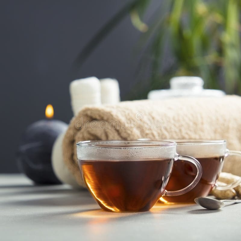 Tea and SPA composition stock photo. Image of health - 115032880