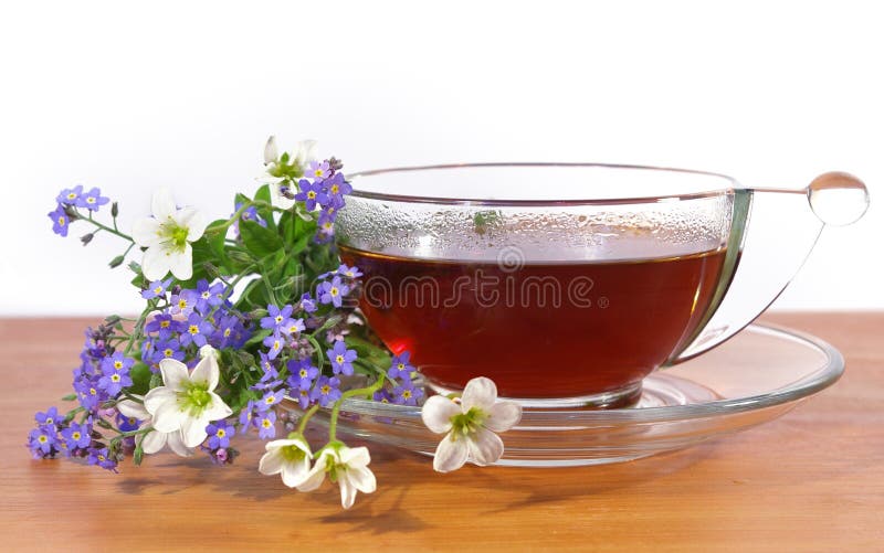 Tea and spring flowers stock photo. Image of close, lifestyle - 7902136