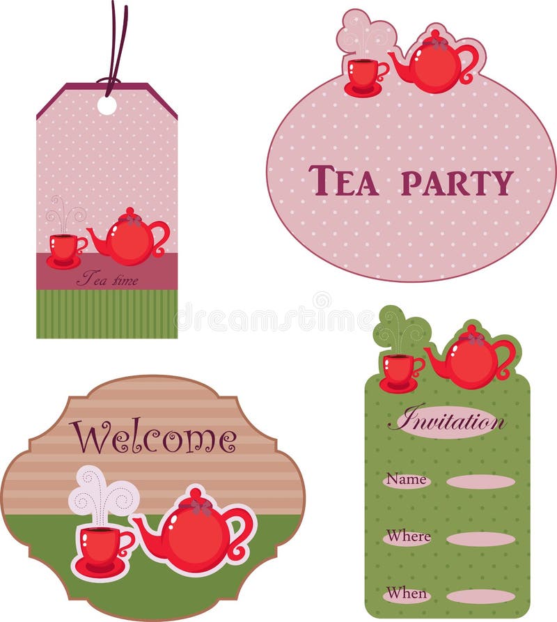 Tea Party Invitation Vintage Style Frame Stock Vector - Illustration of ...