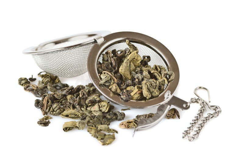 Tea Strainer with Green Tea Stock Image - Image of macro, east: 21777423