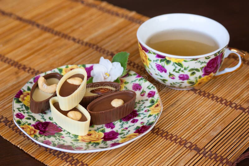 Tea and sweets on canvas stock image. Image of tradition - 38981873