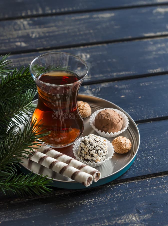 Tea and Sweets - Homemade Chocolate Truffles and Biscuits Stock Image ...