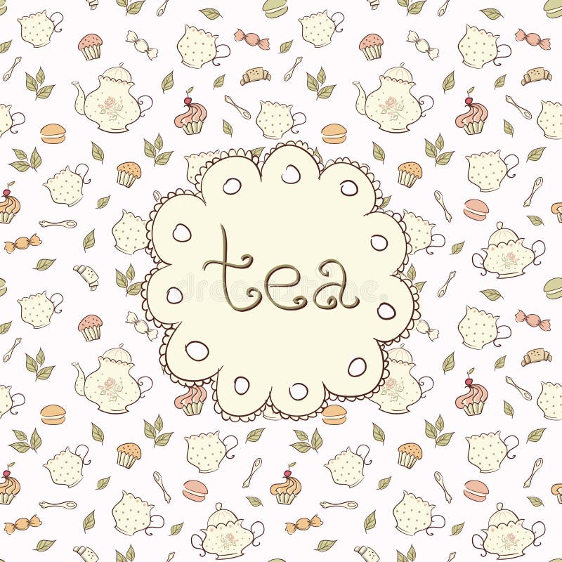 Tea and sweets stock vector. Illustration of drink, peas - 49461064