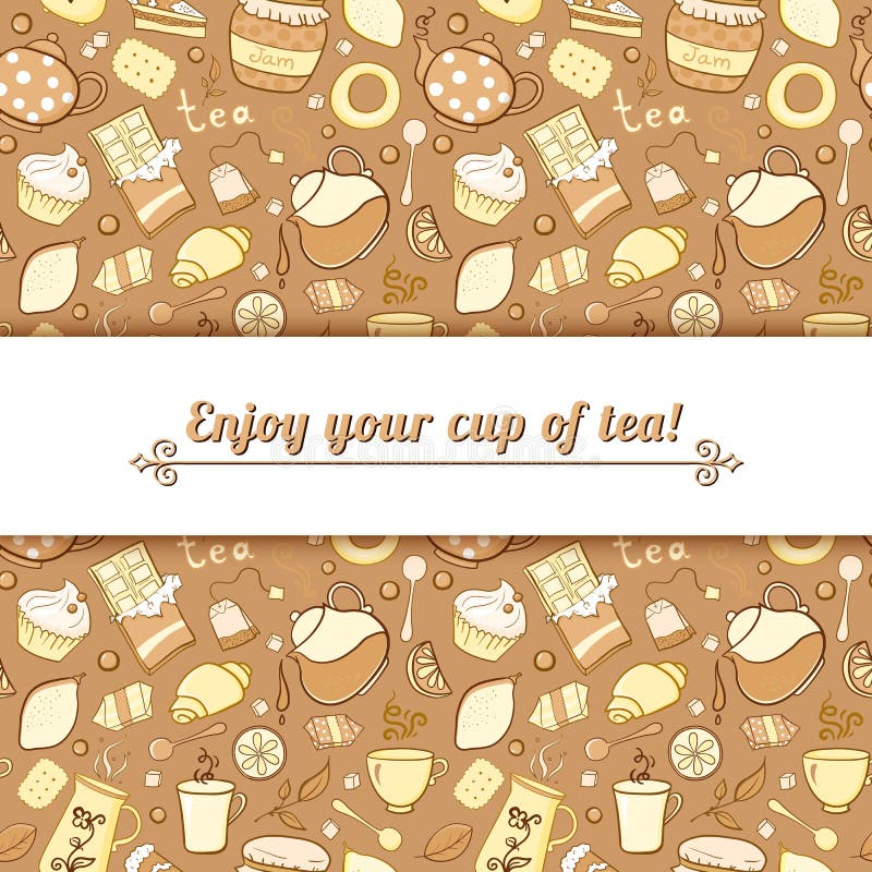 Tea and Sweets Vector Seamless Pattern Stock Vector - Illustration of ...
