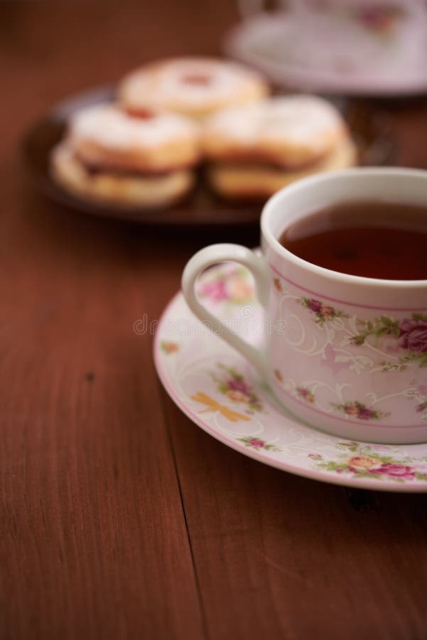 Tea and Sweets on a Wooden Table Stock Image - Image of snack, tasty ...